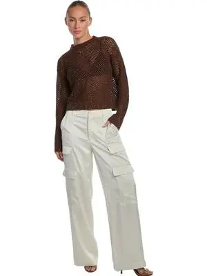 THE NOLI SHOP Milan Satin Cargo Pant - Pearl