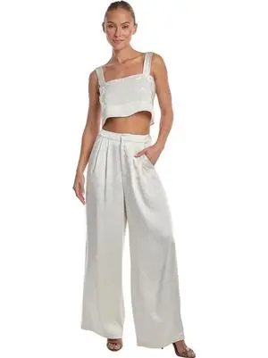 THE NOLI SHOP Noli Yoga Valentina Satin Pant - Pearl