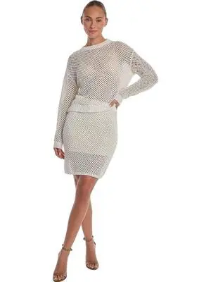 THE NOLI SHOP Noli Yoga Addison Sequin Crochet Skirt - Pearl
