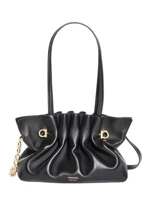 FERRAGAMO Small Gancio Piercing Shoulder Bag - Nero