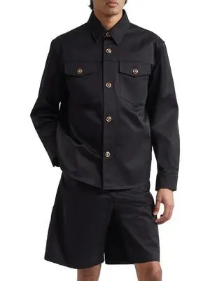 Versace Cotton Gabardine Overshirt - Black