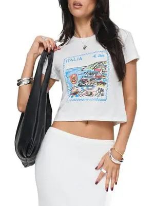 Princess Polly Edenia Italia Graphic T-shirt - White