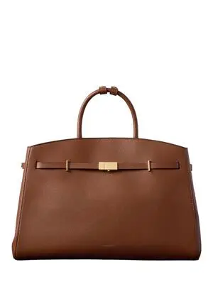 DEMELLIER The Hudson Small Textured-leather Tote - Brown