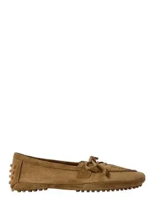 Le Monde Beryl Embroidered Suede Loafers - Brown