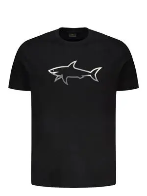 Paul & Shark Reflective Shark-print Cotton T-shirt - Black