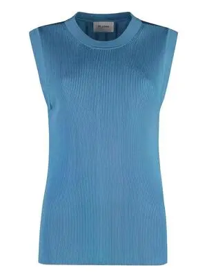 St. John Ribbed Knit Tank Top - Blue