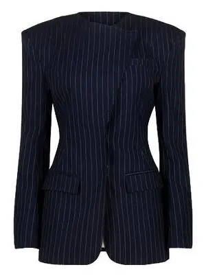 SAEMDI Pinstripe Suit Jacket - Navy