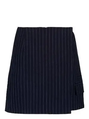 SAEMDI Pinstripe Mini Skirt - Navy
