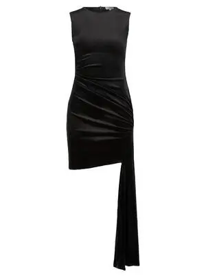 SAEMDI Velvet Side Tail Mini Dress - Black