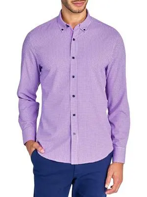 CON.STRUCT Slim Fit Micro Plaid Recycled 4-way Stretch Performance Long Sleeve Shirt - Lilac