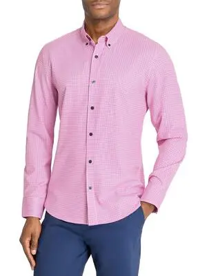 CON.STRUCT Slim Fit Micro Plaid Recycled 4-way Stretch Performance Long Sleeve Shirt - Pink