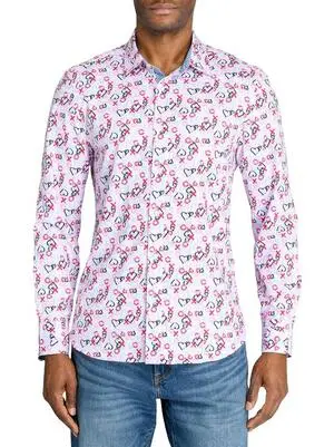 CON.STRUCT Slim Fit Heart Motif Recycled 4-way Stretch Performance Long Sleeve Shirt - Pink