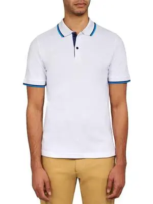 CON.STRUCT Slim Fit Solid Cotton Stretch Pique Polo - White
