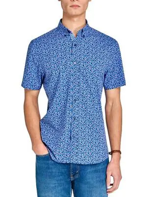 CON.STRUCT Slim Fit Clustered Floral Recycled 4-way Stretch Performance Short Sleeve Shirt