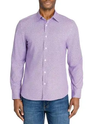 CON.STRUCT Slim Fit Mosaic Dot Recycled 4-way Stretch Performance Long Sleeve Shirt - Purple