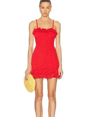 PatBO Papillon Jacquard Flutter Mini Dress - Red