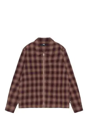 StÜssy Zip Twisted Yarn Plaid Shirt - Brown