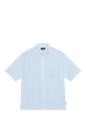 StÜssy Boxy Flat Hem Crinkled Shirt Check - Blue