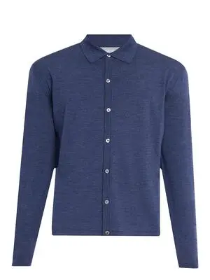Bergdorf Goodman Wool Overshirt Cardigan - Blue