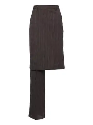 Bottega Veneta Asymmetric Striped Wool Skirt Pants - Grey