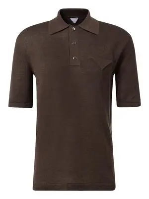 Bottega Veneta Linen And Cotton Polo Shirt - Brown