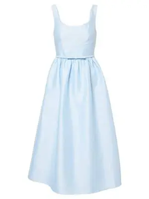 SELF-PORTRAIT Belted Satin Midi Dress - Blue