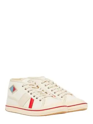 Bottega Veneta Leather-trimmed Canvas High-top Sneakers - White