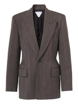 Bottega Veneta Striped Wool Blazer - Grey