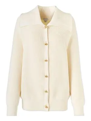 Bottega Veneta Knot Ribbed Knit Cardigan - White