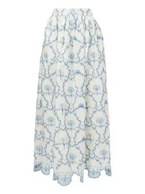 Agua Bendita Tangelo Floral Maxi Skirt - White