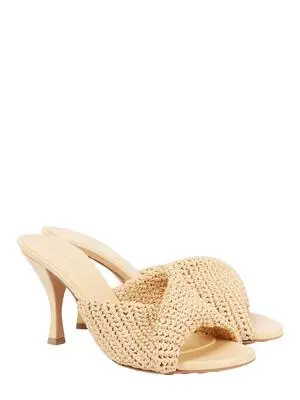 Bottega Veneta Blink 80 Crochet Raffia Mules - Beige
