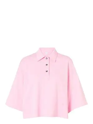 Bottega Veneta Cropped Cotton Polo Shirt - Pink
