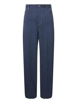 Bottega Veneta Wool And Cotton Drill Wide-leg Pants - Blue