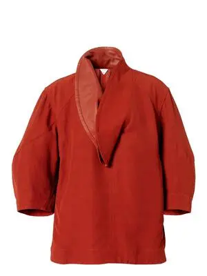 Bottega Veneta Leather-trimmed Blouse - Red