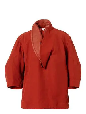 Bottega Veneta Leather-trimmed Blouse - Red