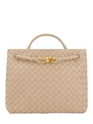 Bottega Veneta Bottega Veneta Andiamo Intrecciato Medium Leather Tote Beige