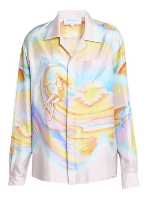 Casablanca Surf Print Long-sleeve Silk Blouse - Psychedelic Nir