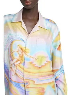 Casablanca Surf Print Long-sleeve Silk Blouse - Psychedelic Nir