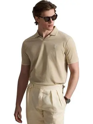 Polo Ralph Lauren Short Sleeve Tonal Jacquard Mesh Polo Shirt - Beige
