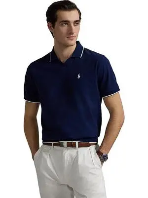 Polo Ralph Lauren Short Sleeve Tonal Jacquard Mesh Polo Shirt - Navy