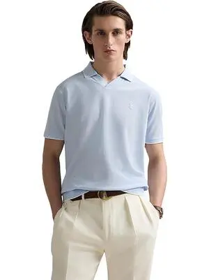 Polo Ralph Lauren Short Sleeve Tonal Jacquard Mesh Polo Shirt - Office Blue/white