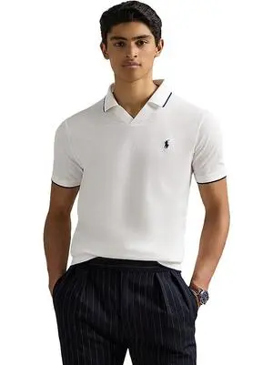 Polo Ralph Lauren Short Sleeve Tonal Jacquard Mesh Polo Shirt - White