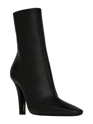 Saint Laurent Jill High Heel Booties - Black Lambskin