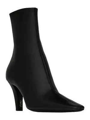 Saint Laurent Jill Mid-heel Booties - Black Lambskin