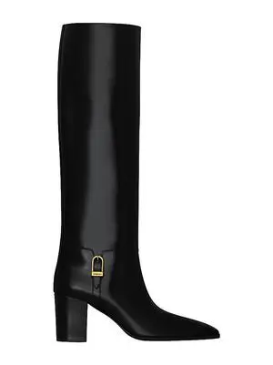 Saint Laurent Julia Mid-heel Knee-high Boots - Black