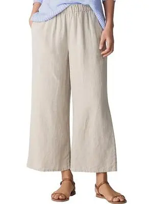 Eileen Fisher Linen Cropped Wide Leg Pants - Unnatural