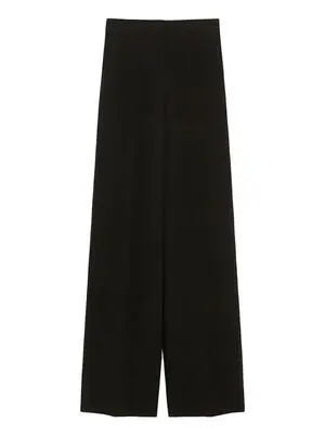 Max Mara Straight Wide Leg Cady Trousers - Black