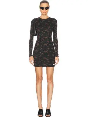 Alexander Wang Long Sleeve Crewneck Dress - Washed Black Multi