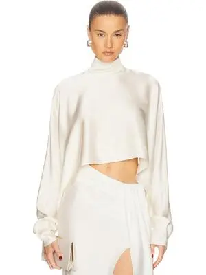 Lapointe Satin Caftan Top - Cream