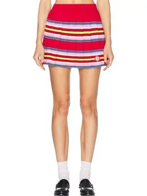 Casablanca Striped Pleated Skirt - Multi Dark Red